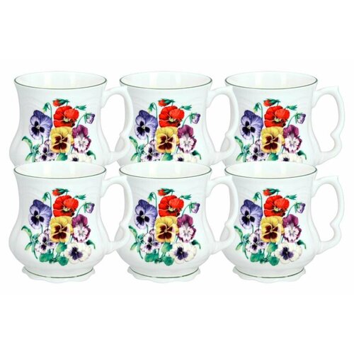 Набор 6 кружек Анютины глазки, 0,4 л (Carmani)