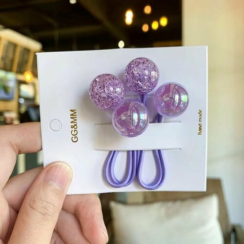 Резинка для волос карамелька "шарик фиолетовый"
