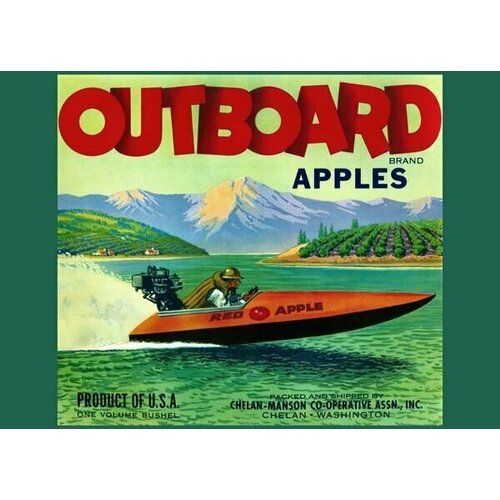 Плакат, постер на бумаге иностранный Outboard brand apples. Размер 60 х 84 см