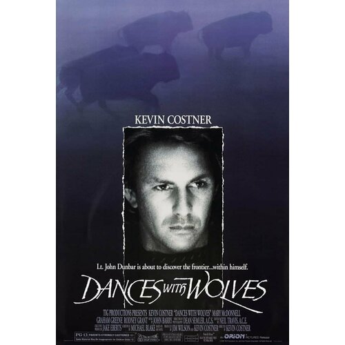 Плакат, постер на бумаге Танцующий с волками (Dances with Wolves, 1990г). Размер 21 х 30 см