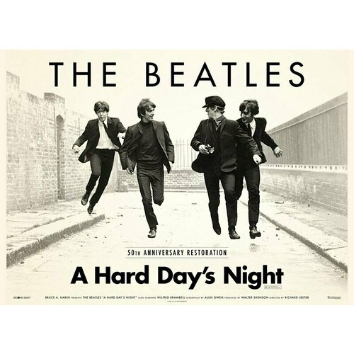 Плакат, постер на бумаге The Beatles: Вечер трудного дня (A Hard Day s Night), Ричард Лестер. Размер 60 х 84 см
