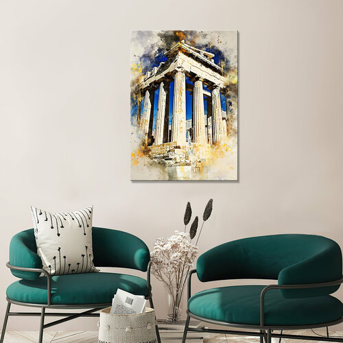 Интерьерная картина на холсте - Афины Парфенон акварель 60х80
