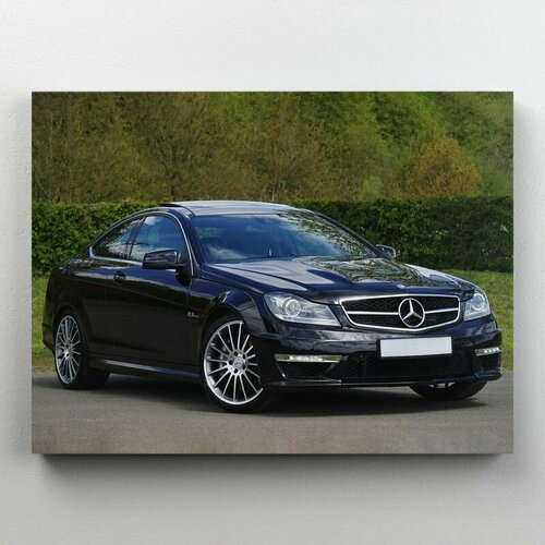 Интерьерная картина на холсте "Черный Mercedes-Benz C63 AMG" размер 40x30 см