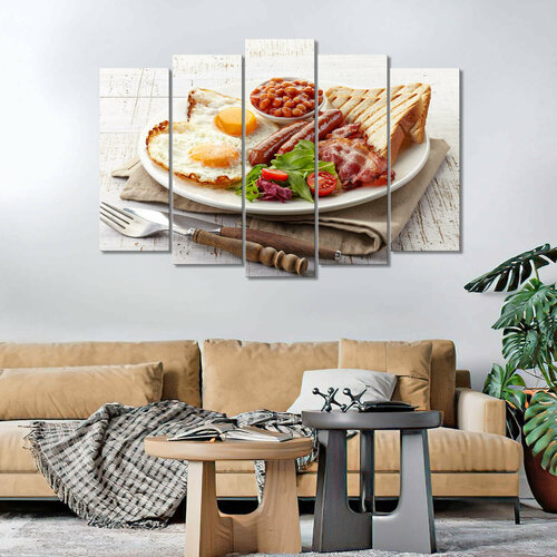 Модульная картина/Модульная картина на холсте/Модульная картина в подарок/аппетитный завтрак-delicious breakfast 150х100