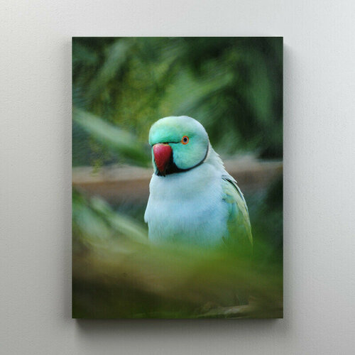 Интерьерная картина на холсте "Голубой ожереловый попугай", размер 45x60 см