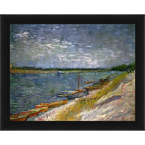 Плакат, постер на холсте View of a River with Rowing Boats. Винсент Ван Гог. Размер 42 на 60 см