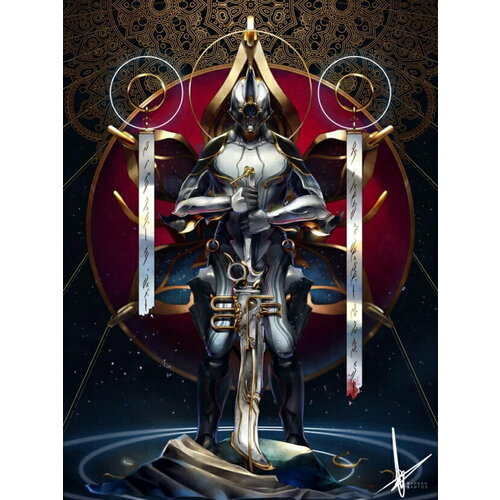 Плакат, постер на холсте Warframe-Excalibur /Варфрейм-Экскалибур/игровые/игра/компьютерные герои персонажи. Размер 21 х 30 см