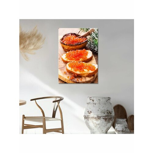 Картина на холсте с подрамником Аппетитная красная икра 60х80