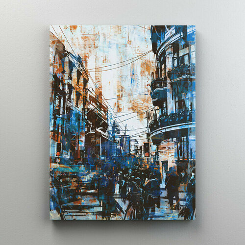 Интерьерная картина на холсте "Людная улица в стиле гранж" размер 22x30 см