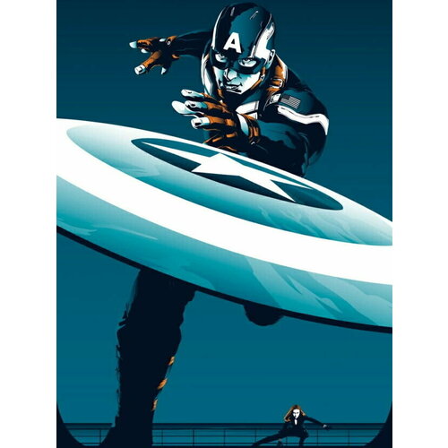 Плакат, постер на бумаге Captain America (Модульные постеры)-2/Капитан Америка/искусство/арт/абстракция/творчество. Размер 21 х 30 см