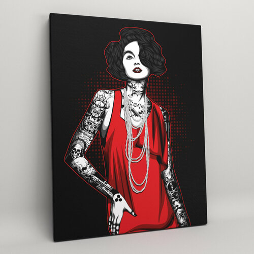 Картина на холсте (интерьерный постер) "Готическая девушка №7" арт, с деревянным подрамником, размер 30x40 см