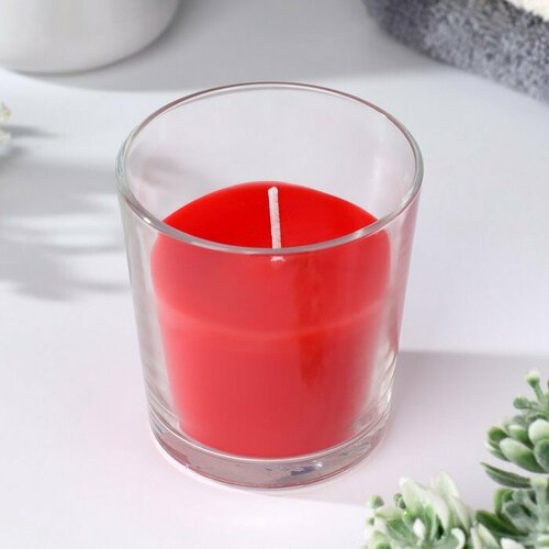 Свеча в гладком стакане ароматизированная "Сладкая малина", 8,5 см (комплект из 8 шт)