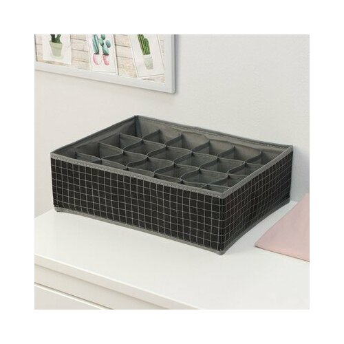 Органайзер для белья Доляна «Кло», 24 ячейки, 38×30×12 см, цвет чёрный