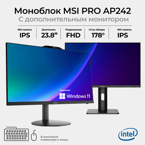 Моноблок MSI PRO AP242 с дополнительным монитором MSI (Intel Pentium Gold G7400 / 4Gb / 256 Gb SSD / Windows 11 PRO)
