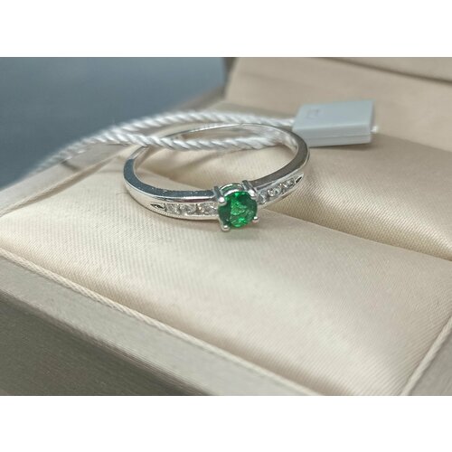 Кольцо, искусственный камень, фианит, размер 18, зеленый
