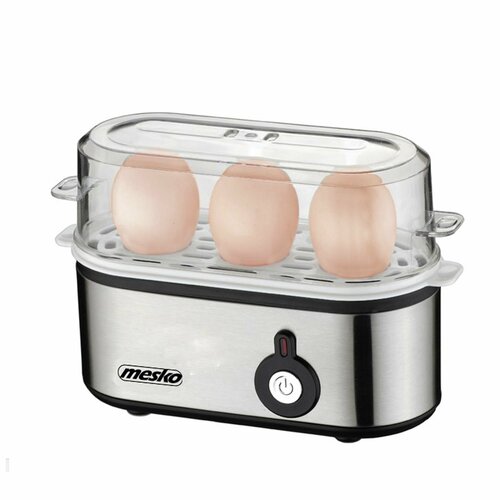 Яйцеварка электрическая на 3 яйца Mesko MS 4485 350 Вт, автовыключение, металл, серебристая / Аппарат для приготовления яиц пашот на пару
