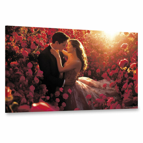 Интерьерная картина 100х60 "Пара в розах"