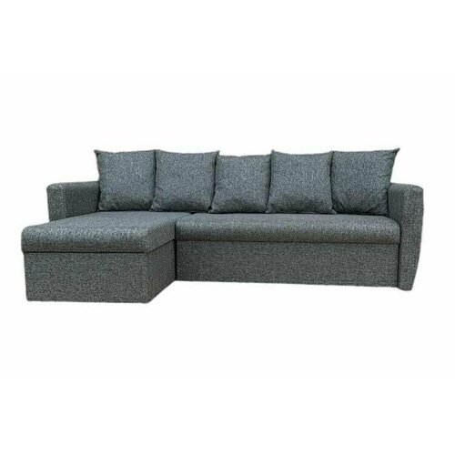 Угловой диван-кровать Мартин, 216х140х80, раскладной, левый, механизм еврокнижка, темно серый, рогожка