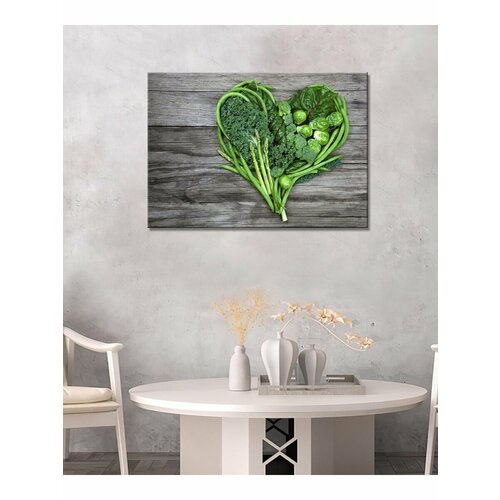 Картина на холсте с подрамником сердце из зелени 20х30