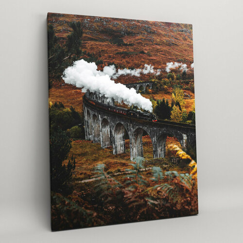 Картина на холсте (интерьерный постер) "Хогвартс Экспресс - Гарри Поттер", с деревянным подрамником, размер 30x40 см