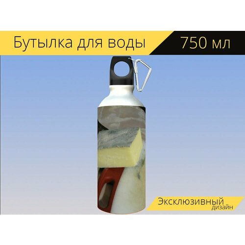 Бутылка фляга для воды "Плесень, на, сыр" 750 мл. с карабином и принтом