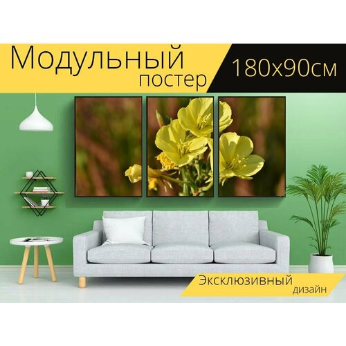 Модульный постер "Сад, цветы, завод" 180 x 90 см. для интерьера