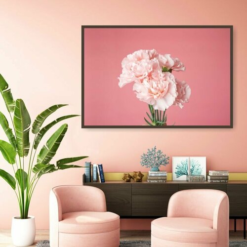 Постер для интерьера Нежно Розовые Цветы Гвоздики 40х30 см в тубусе ПолиЦентр
