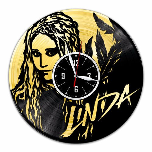 Линда - настенные часы из виниловой пластинки (с золотой подложкой)