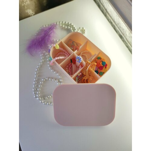 Шкатулка для бижутерии творчества косметическая с зеркалом прямоугольная, розовая, B40p Ihome