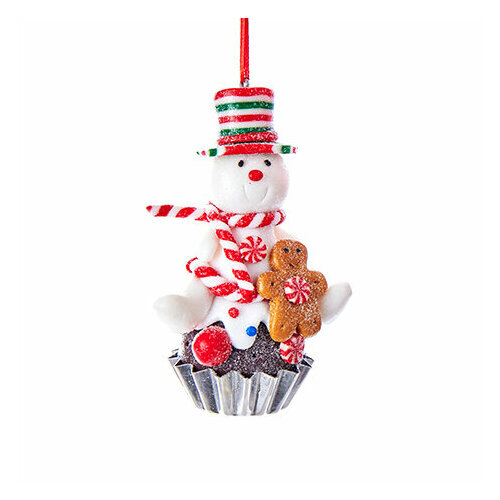 Kurts Adler Елочная игрушка Снеговик - Christmas Cupcake 9 см, подвеска D3166