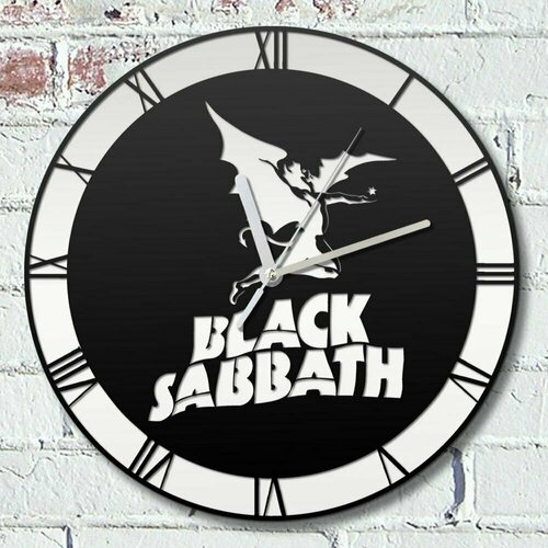 Настенные деревянные бесшумные часы музыка black sabbath - 2055