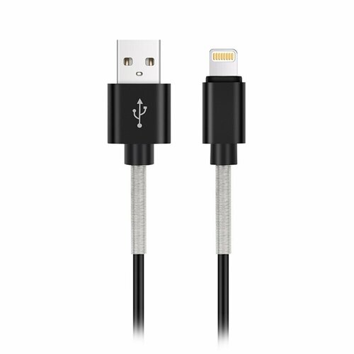 Кабель USB, AVS, IP-561S, Apple Lightning, 1 м, USB 2.0, усиленный, в пакете, черный, A40285S