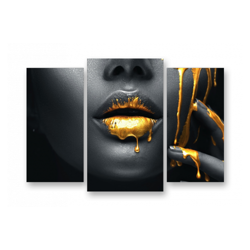 Модульная картина на стекле | Diva Kartina | Арт Постеры. Жидкое золото | 100X70 см