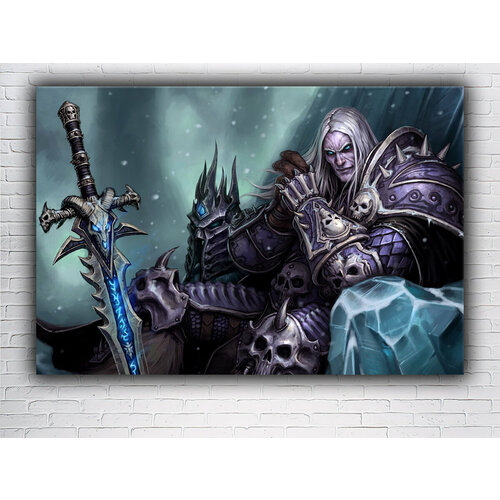 Интерьерная картина на стену, картина на холсте для интерьера Артас и фростморн World of Warcraft 40х60