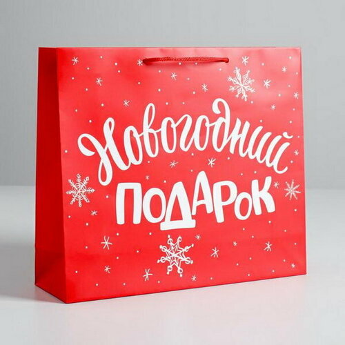 Пакет ламинированный горизонтальный "Новогодний подарок", M 30 x 26 x 9 см