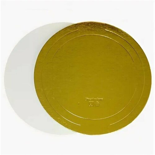 Подложка картонная 2,0мм круглая золото/жемчуг d-30см уп/5шт