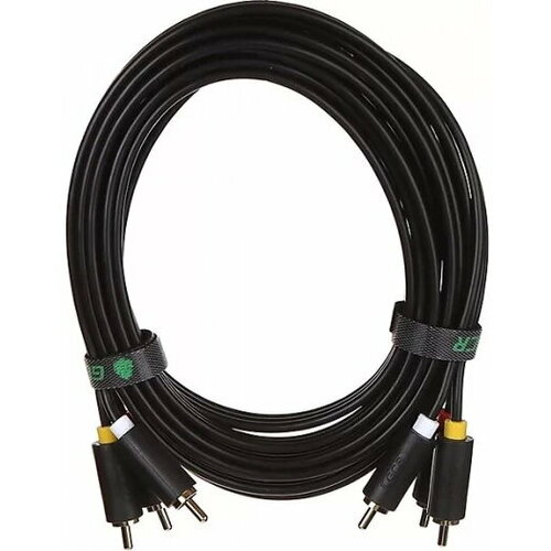 GCR Кабель 3.0m аудио 3 х RCA / 3 х RCA , GOLD, черный, GCR-51821