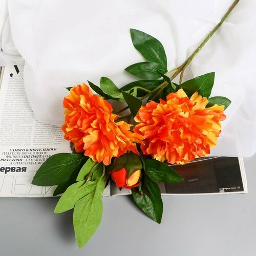 Цветы искусственные "Пион снежный пик" d-14 см 61 см, оранжевый 10104916