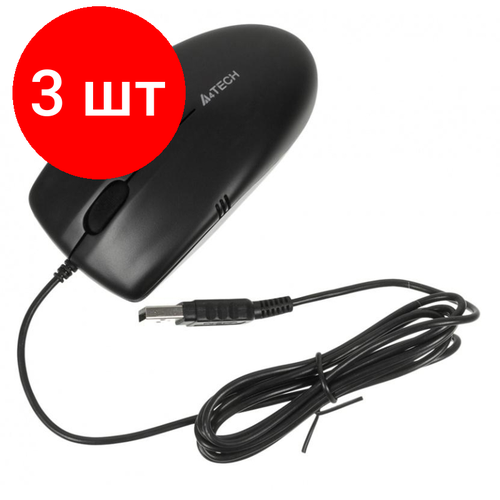 Комплект 3 штук, Мышь компьютерная A4Tech V-Track Padless OP-530NU черн, опт (1200dpi) USB