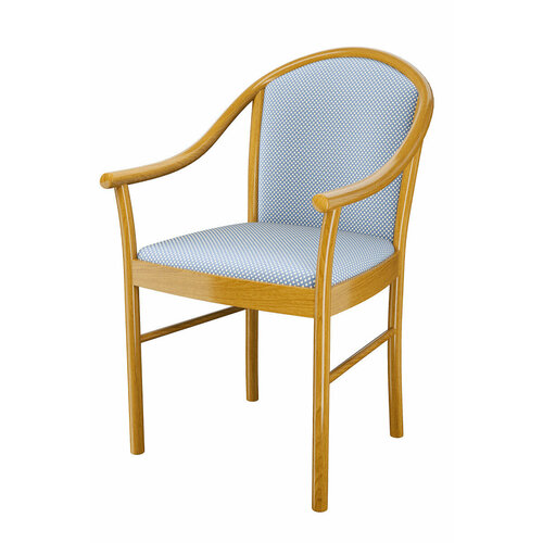Стул-кресло деревянный Анна мягкий со спинкой с подлокотниками для отдыха в спальню гостиную кухню обеденный для интерьера комнаты массив бука итальянский каркас голубой, вяз