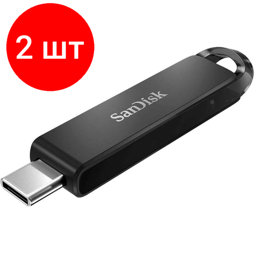 Комплект 2 штук, Флеш-память 64GB SanDisk CZ460 Ultra Type-C, USB Type-C, Black