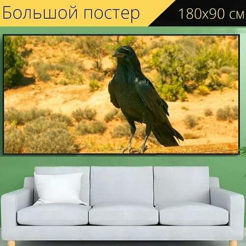 Большой постер "Арки нп ворон, птица, животное" 180 x 90 см. для интерьера