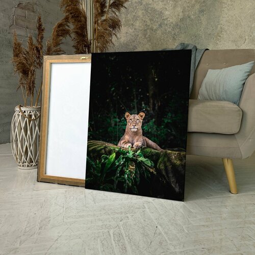 Картина на холсте (животные джунглей с белый тигр сингапурский зоопарк панорама) 80x100 см/для интерьера/в комнату/на стену/в подарок
