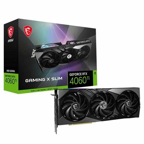 MSI Видеокарта MSI RTX4060Ti GAMING X SLIM 8GB GDDR6 128-bit DPx3 HDMI 3FAN RTL GeForce RTX 4060 Ti GAMING X SLIM 8G