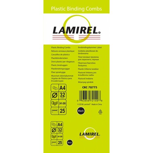 Пружина пластиковая Lamirel , 32 мм. Цвет: черный, 25 шт.
