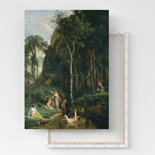 Картина на холсте, репродукция / Diana and Actaeon / Камиль Коро / Размер 60 x 80 см