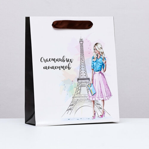 UPAK LAND Пакет ламинированный вертикальный "Романтика Парижа", 21 х 25 х 8 см