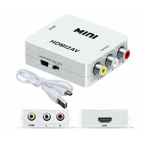 Переходник MINI, HDMI на 2AV, универсальный адаптер конвертер 1080p, белый