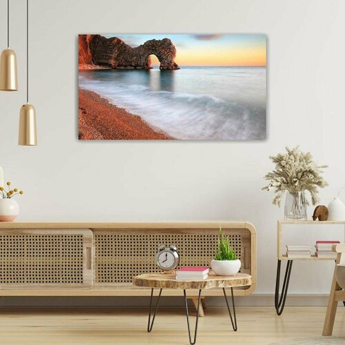Картина на холсте 60x110 LinxOne "Пляж арка штиль райский" интерьерная для дома / на стену / на кухню / с подрамником