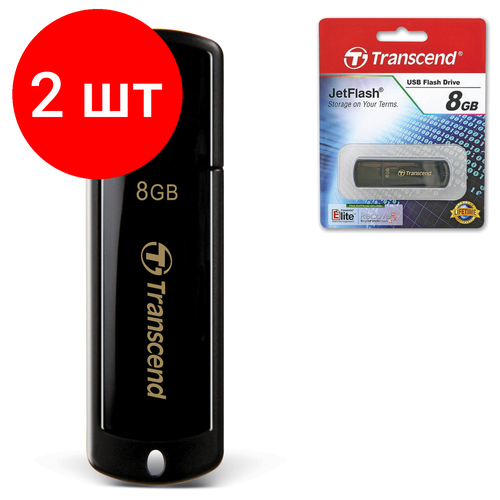 Комплект 2 шт, Флеш-диск 8 GB, TRANSCEND Jet Flash 350, USB 2.0, черный, TS8GJF350